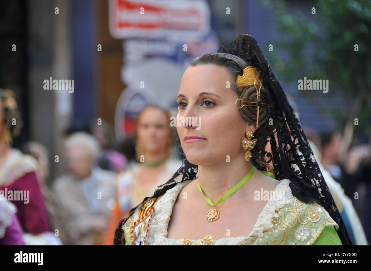 Valencia, Spain, Fallas Parade with Falleras Stock Photo - Alamy