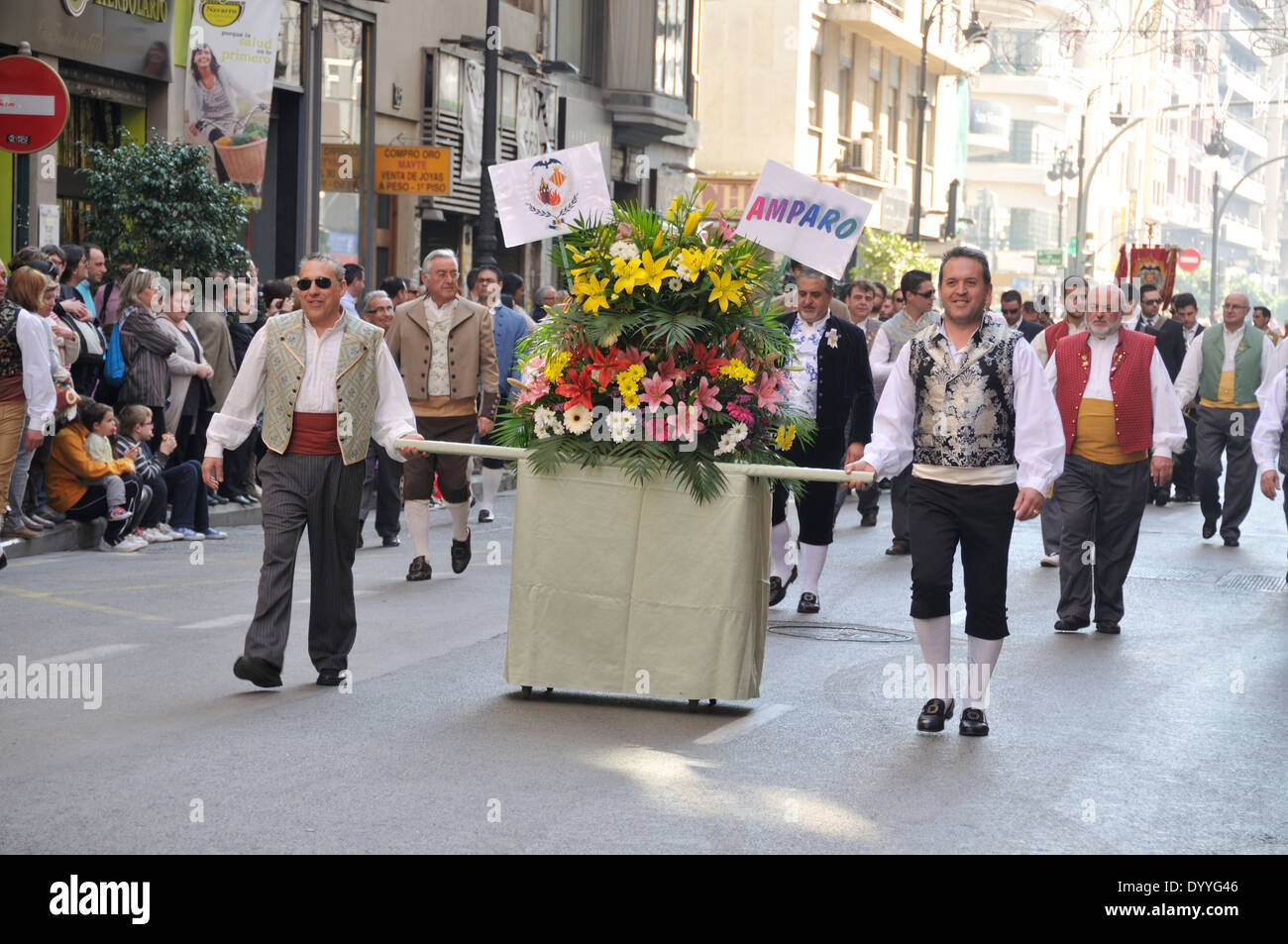 Valencia, Spain, Fallas Parade with Falleras Stock Photo - Alamy
