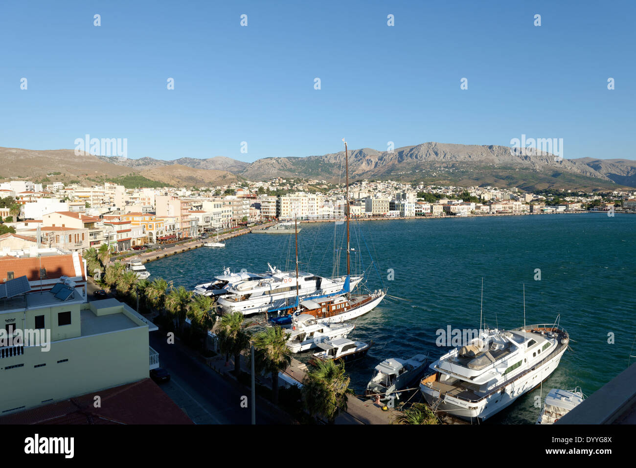 View wide waterfront Chios Town largest city on Greek Island Chios ...