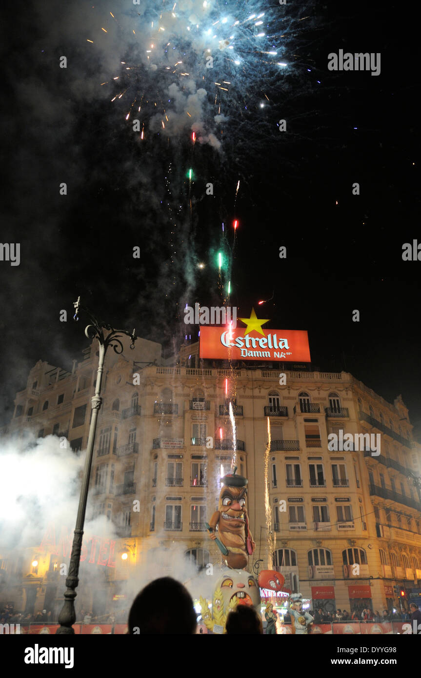 Valencia Fallas burning celebrations Spain, March 2014 Stock Photo - Alamy