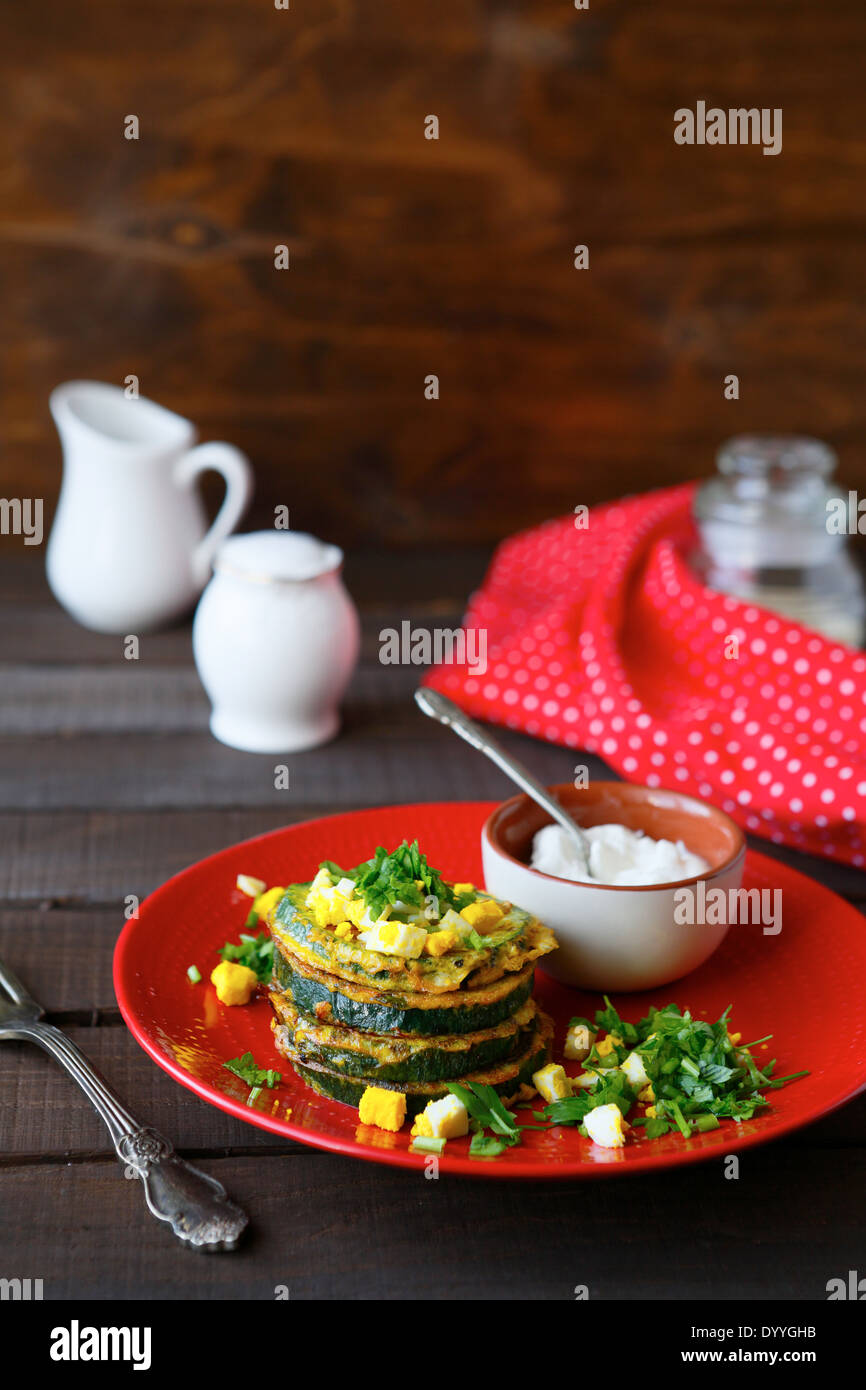 stack of fried courgettes, food closeup Stock Photo - Alamy