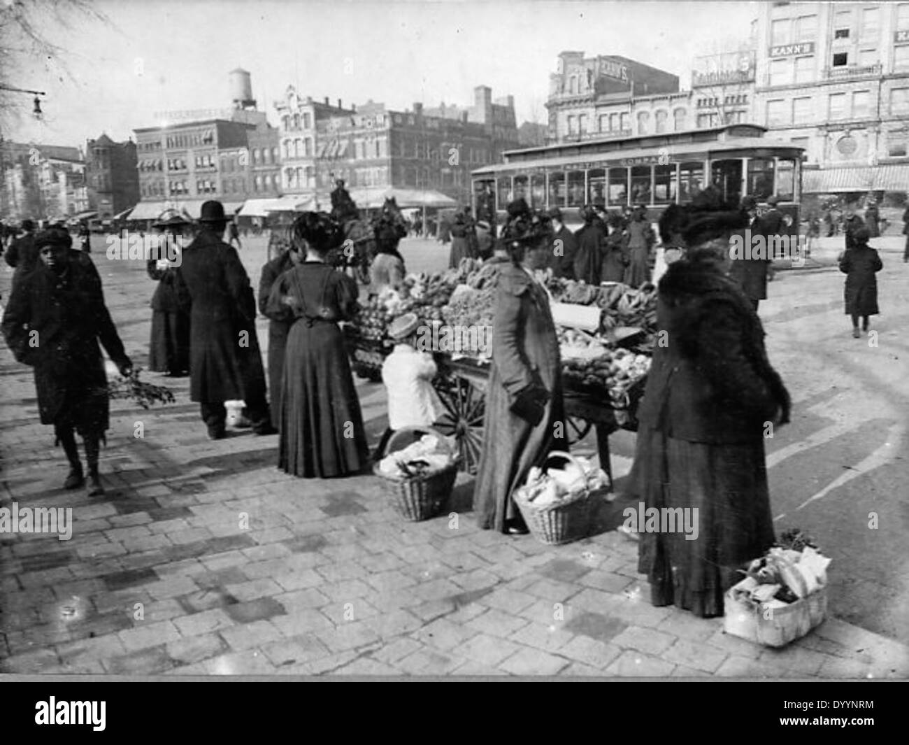 A historical photo of Old Center Market in Washington, D.C., showing ...
