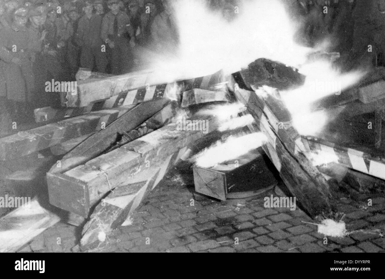 Burning boundary posts, 1933 Stock Photo - Alamy