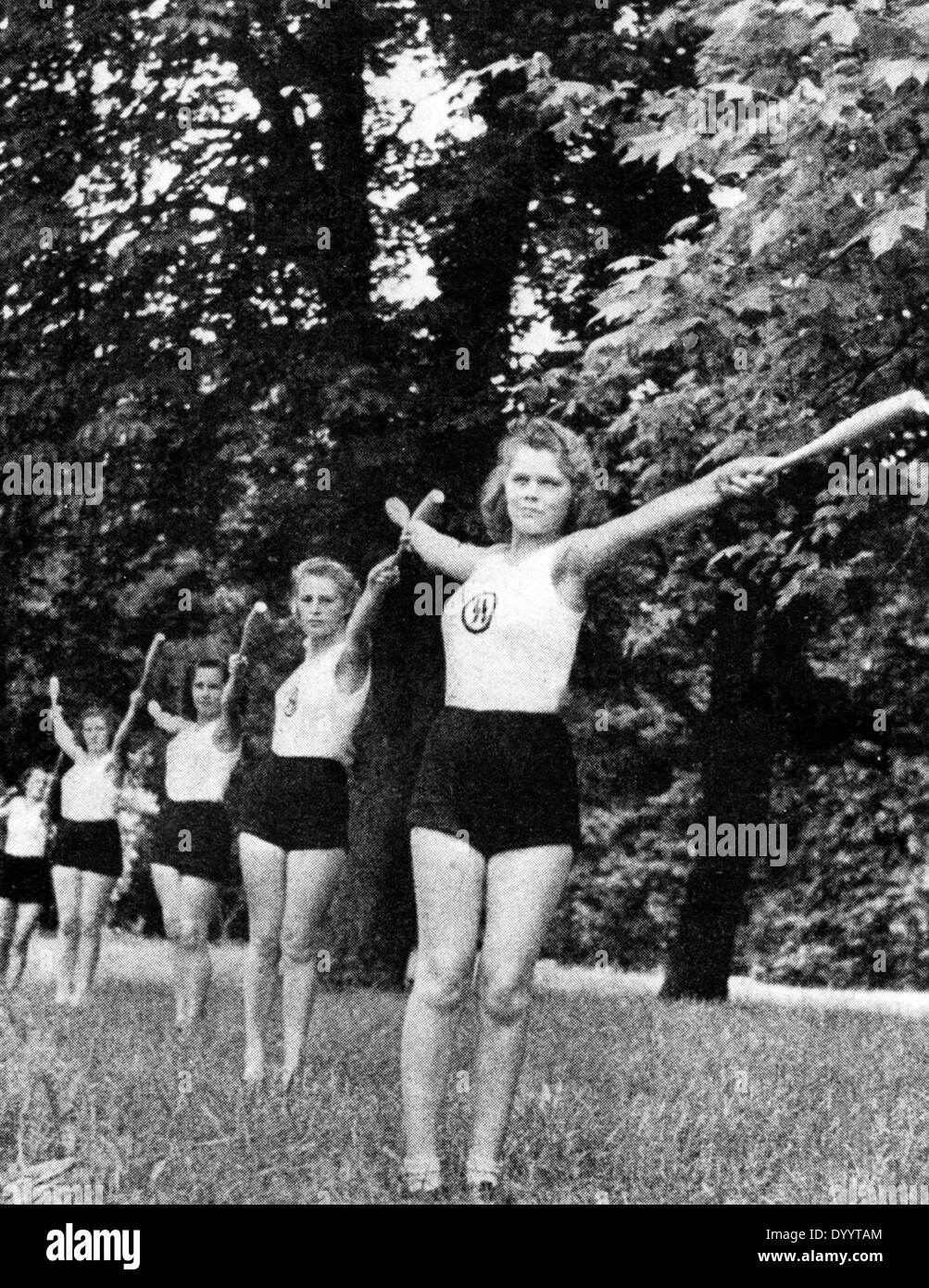 Morning gymnastics Black and White Stock Photos & Images - Alamy