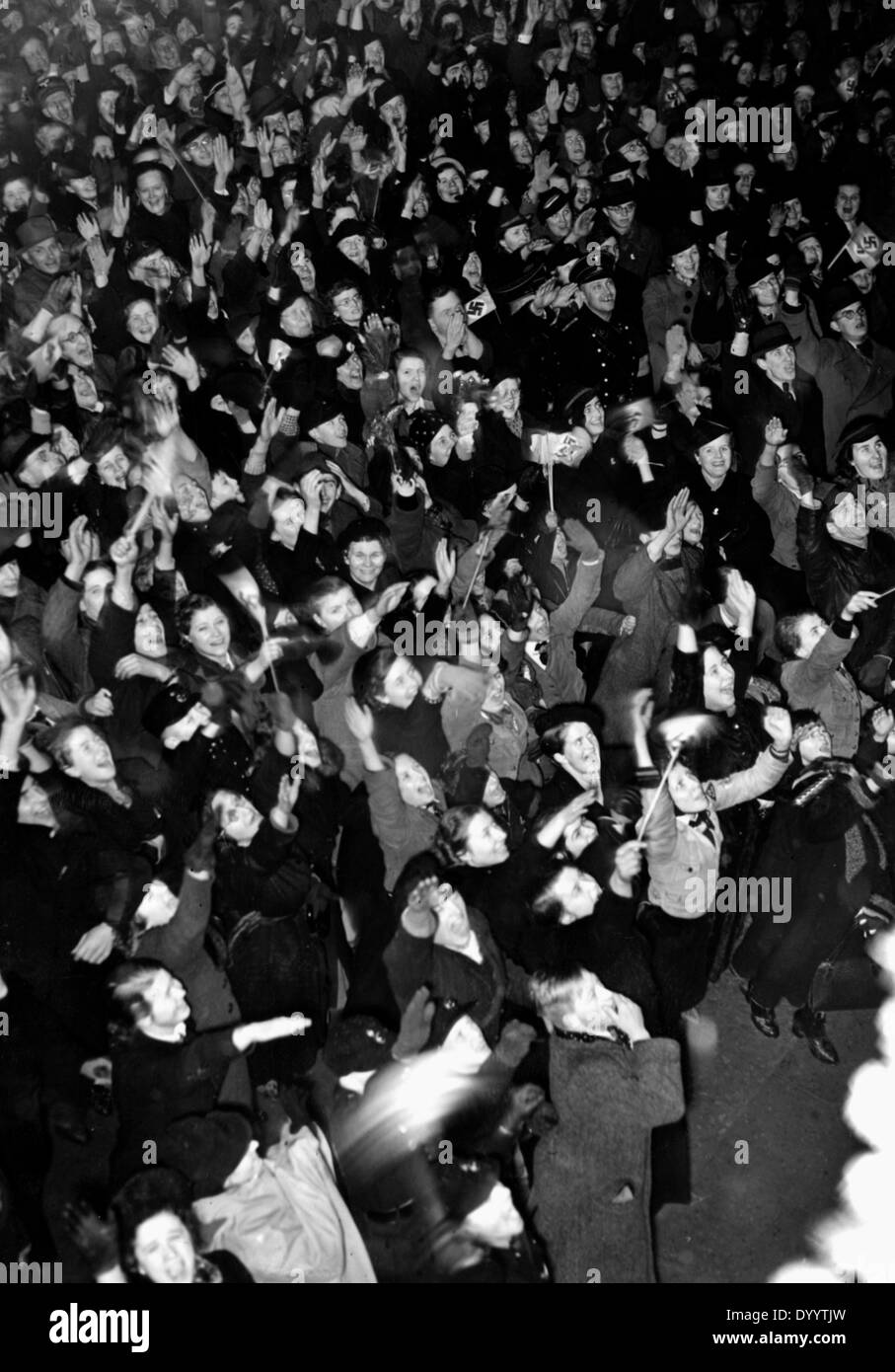 Enthusiastic crowd greets Black and White Stock Photos & Images - Alamy