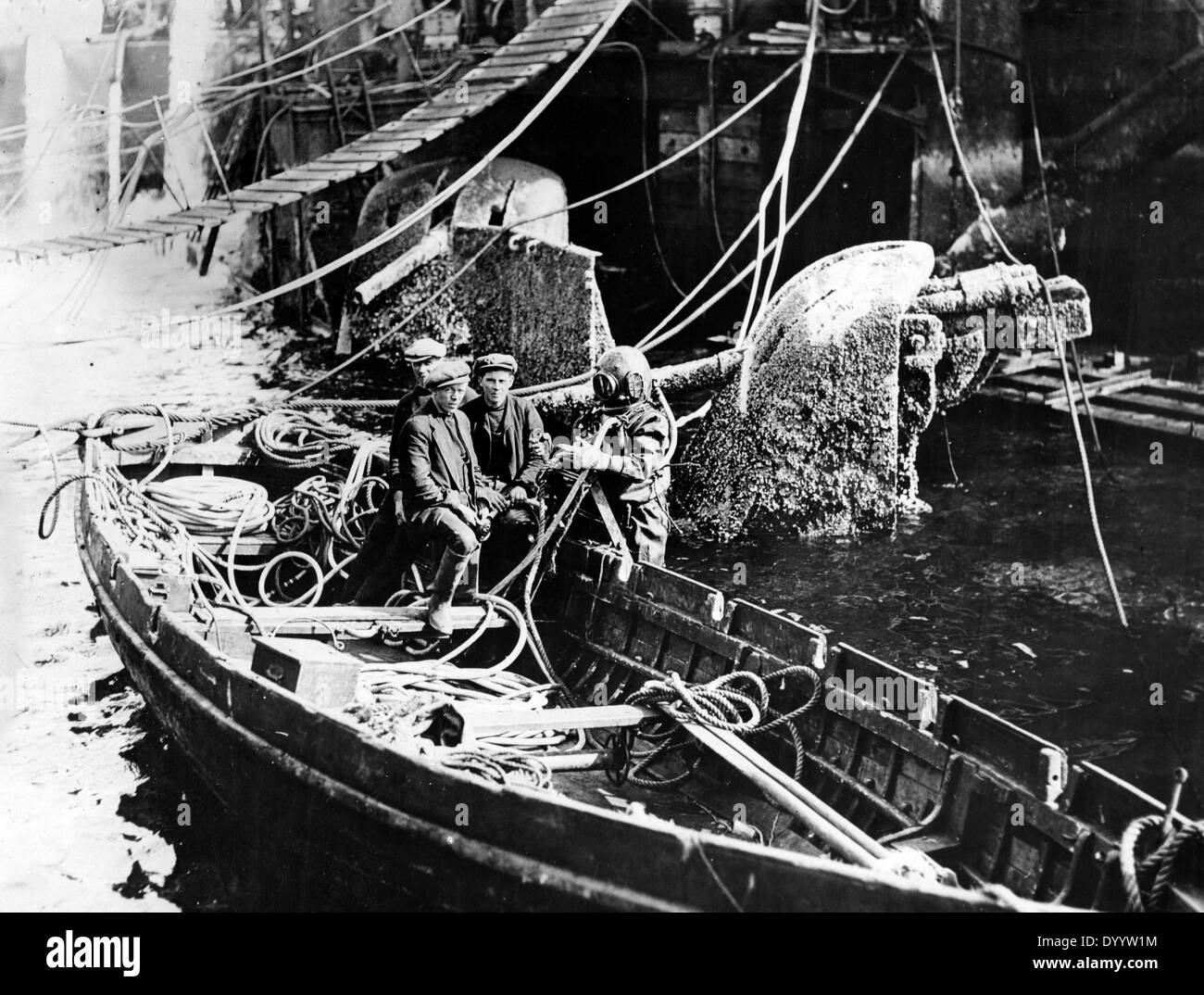 Raising the SMS Hindenburg in Scapa Flow, 1930 Stock Photo - Alamy
