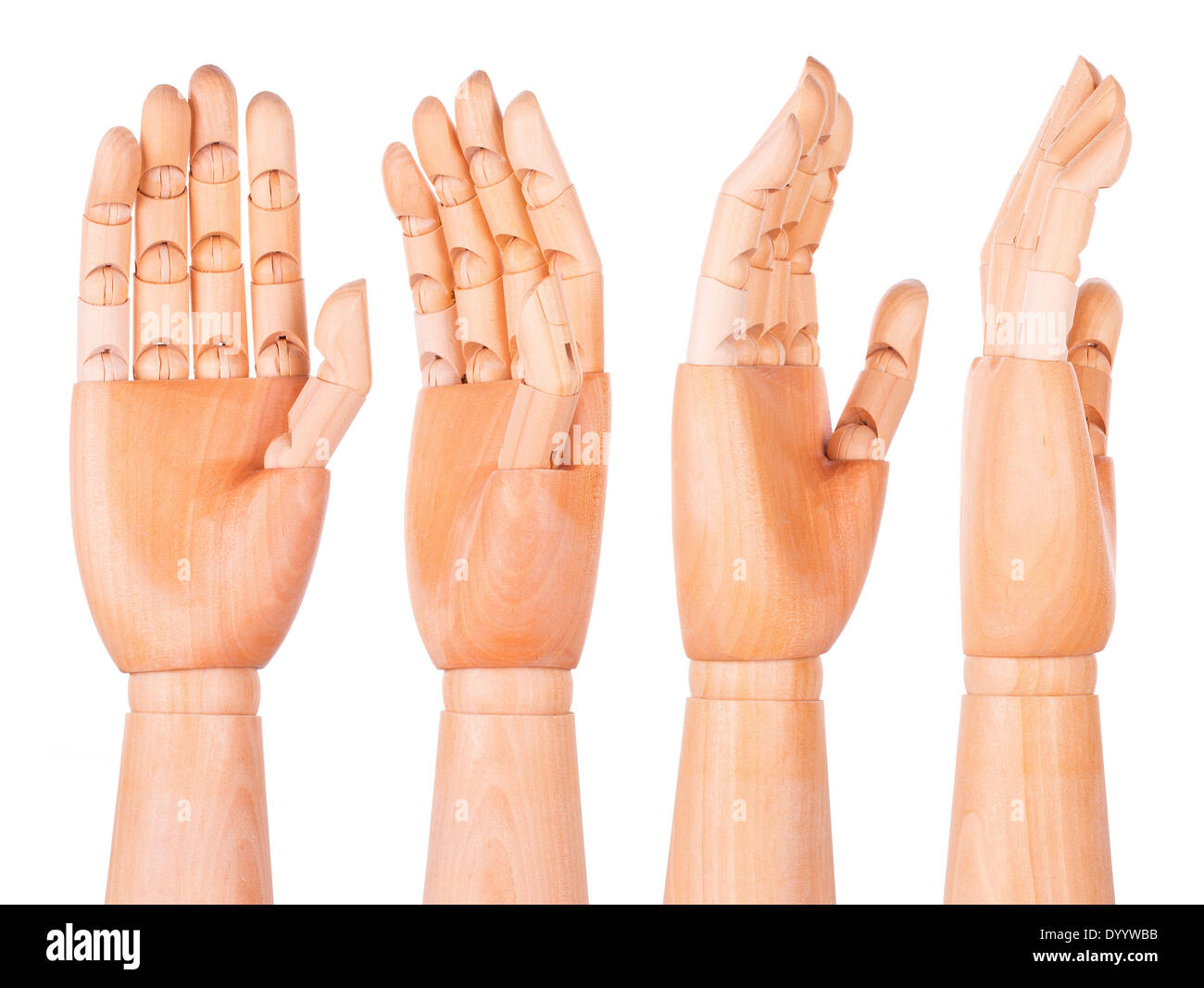 Wooden hand isolated on a white background Stock Photo - Alamy