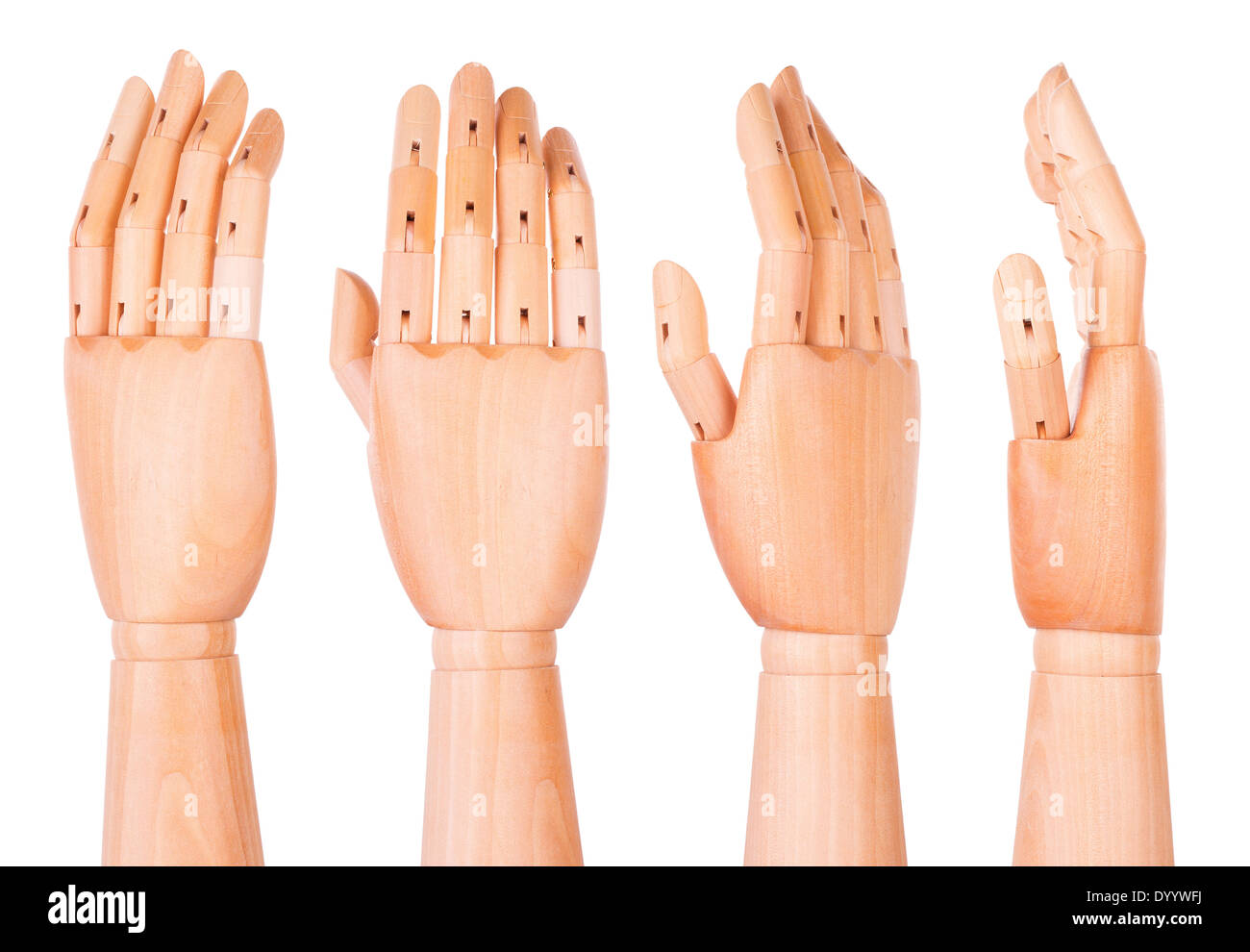 Wooden hand isolated on a white background Stock Photo - Alamy