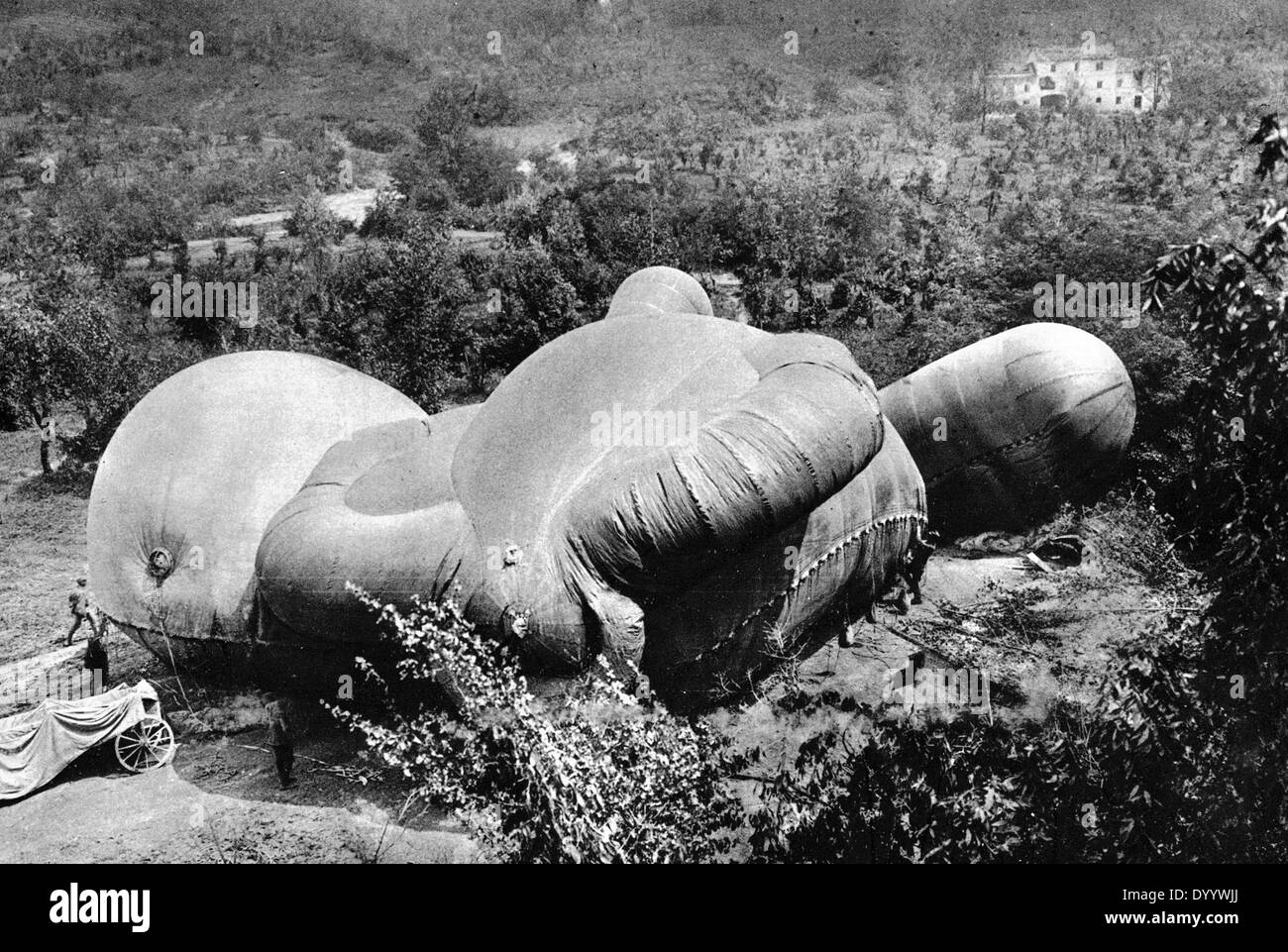 An Austrian captive balloon in the First World War, 1918 Stock Photo ...