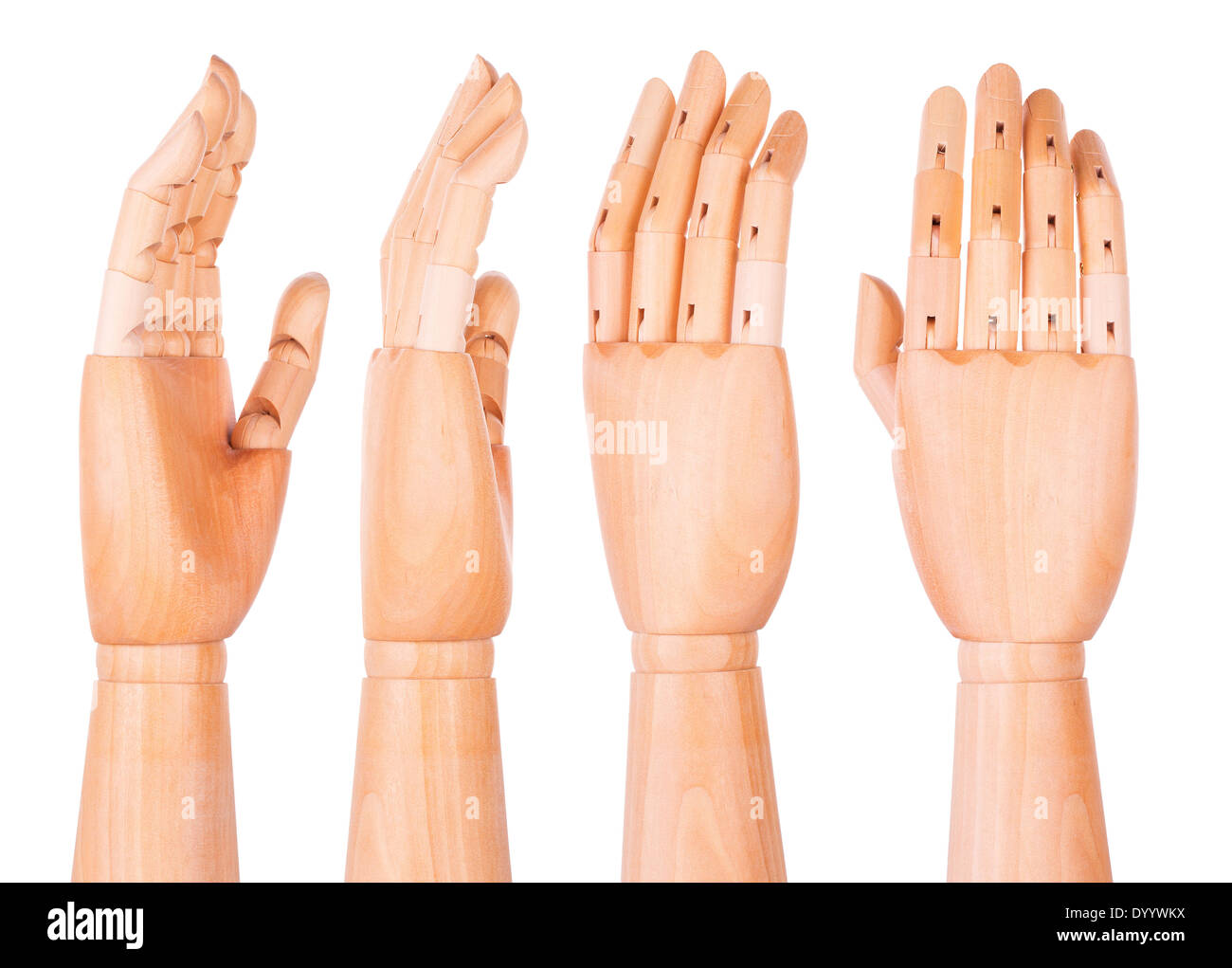 Wooden hand isolated on a white background Stock Photo - Alamy