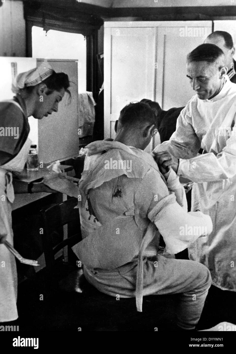 Medical Services: A wounded and doctors in a military hospital, 1943 ...