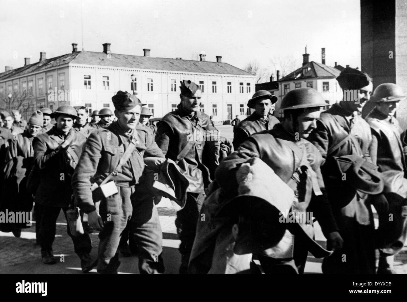 British prisoners of war in a German internment camp in Trondheim, 1940 ...