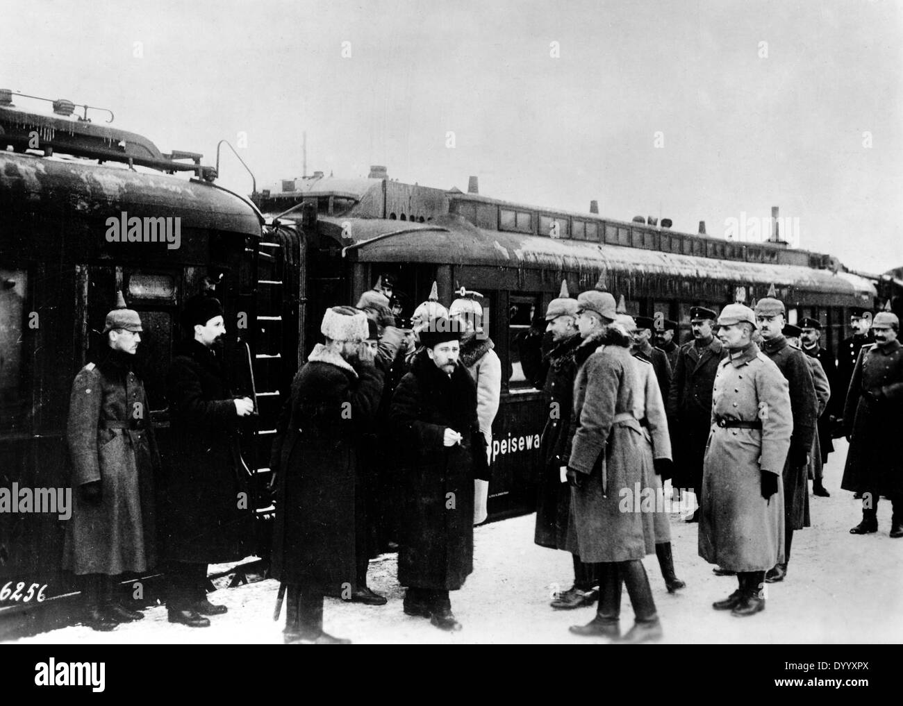 Russian delegation at the station of Brest-Litovsk, 1918 Stock Photo ...