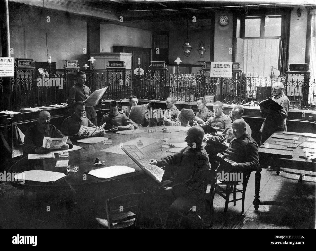 Reading room for German soldiers, 1917 Stock Photo - Alamy