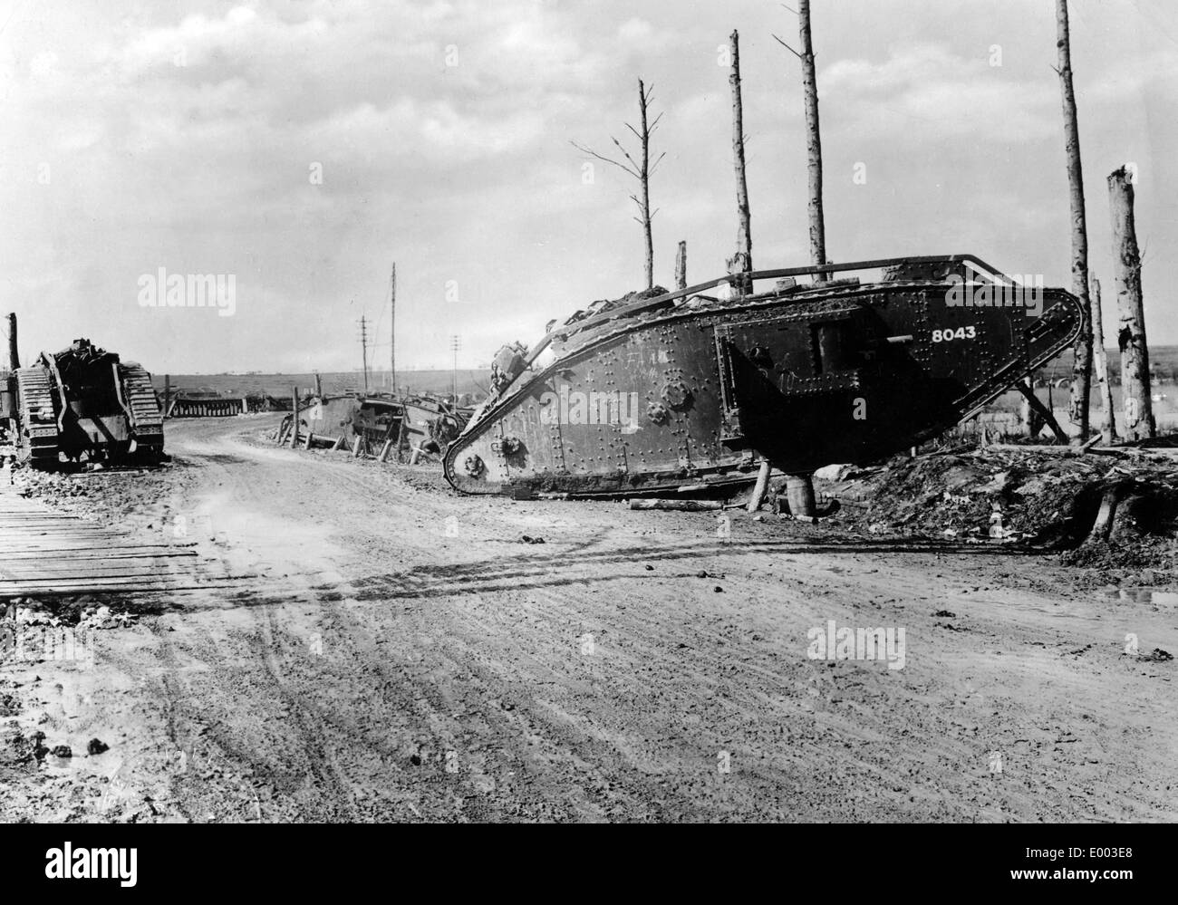 Destroyed British tanks near Cambrai, 1917 Stock Photo - Alamy