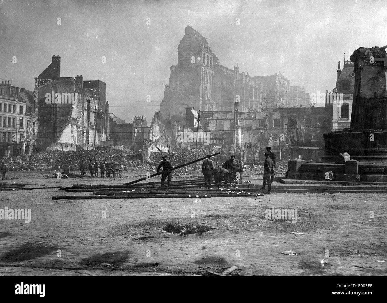 Destroyed city of St. Quentin at the Western Front, 1917 Stock Photo ...