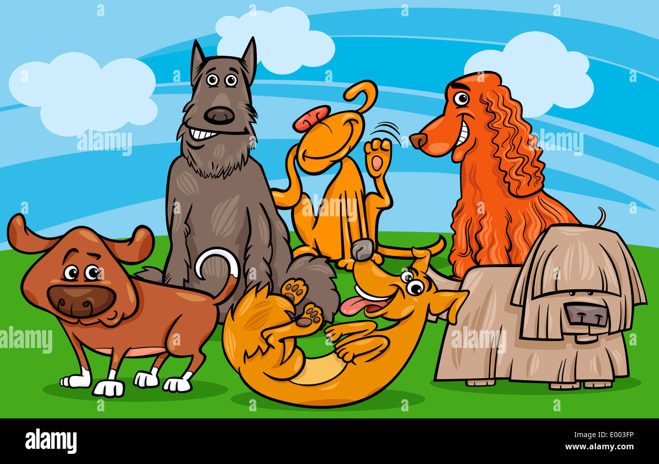 Cartoon Illustration of Cute Dogs Characters Group Stock Photo - Alamy