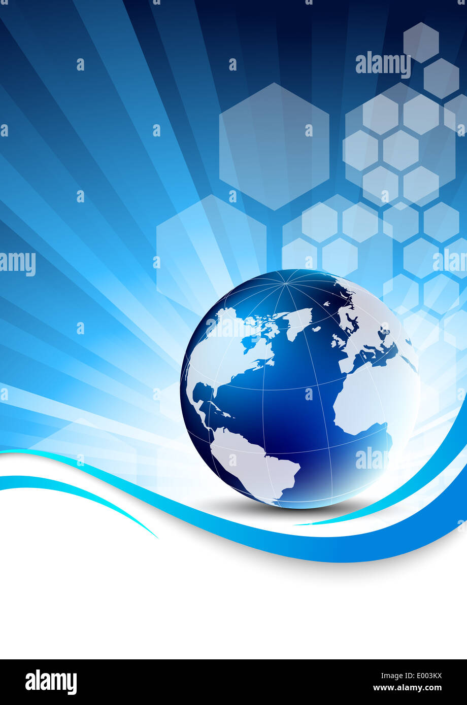 Blue tech background with globe. Abstract illustration Stock Photo - Alamy
