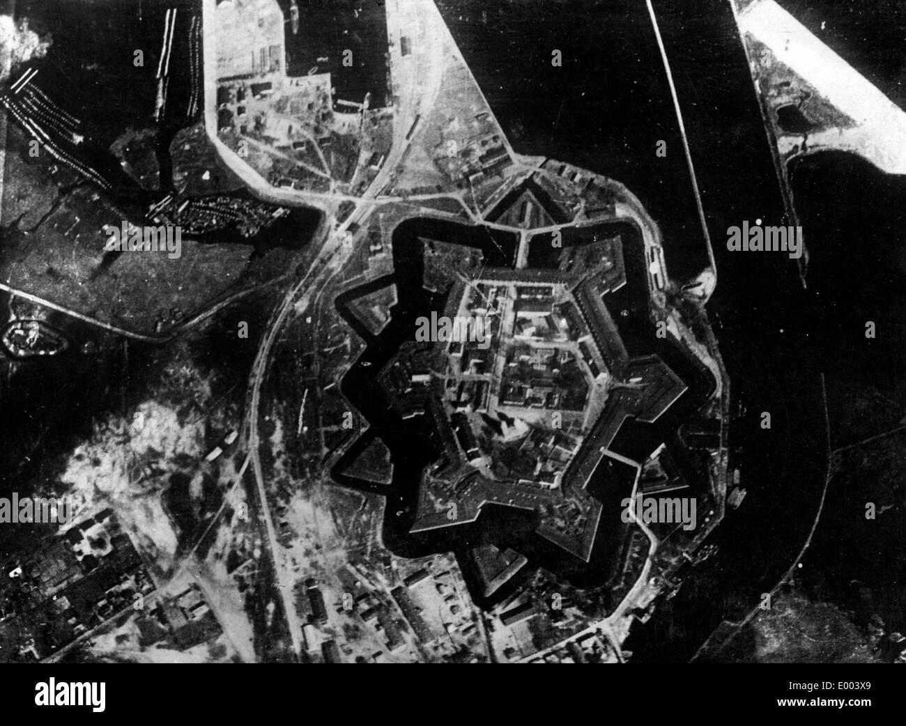 Aerial shot of the fortress of Dünamünde (Daugavgriva Stock Photo - Alamy