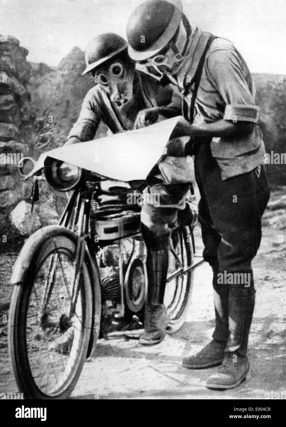 Englich dispatch rider with gas protection in Greece, 1916 Stock Photo ...