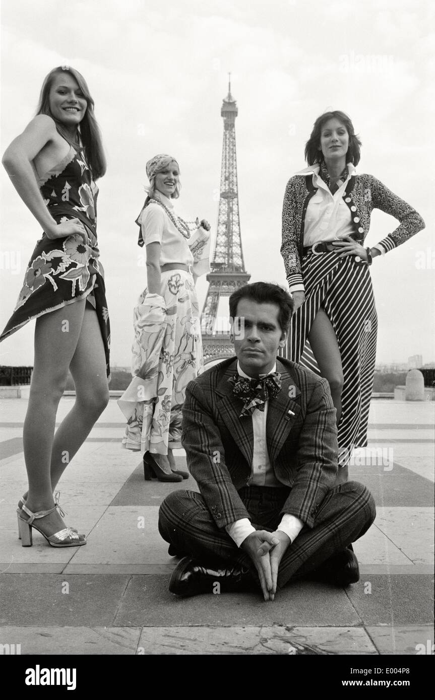 Karl Lagerfeld and models in Paris, 1972 Stock Photo - Alamy