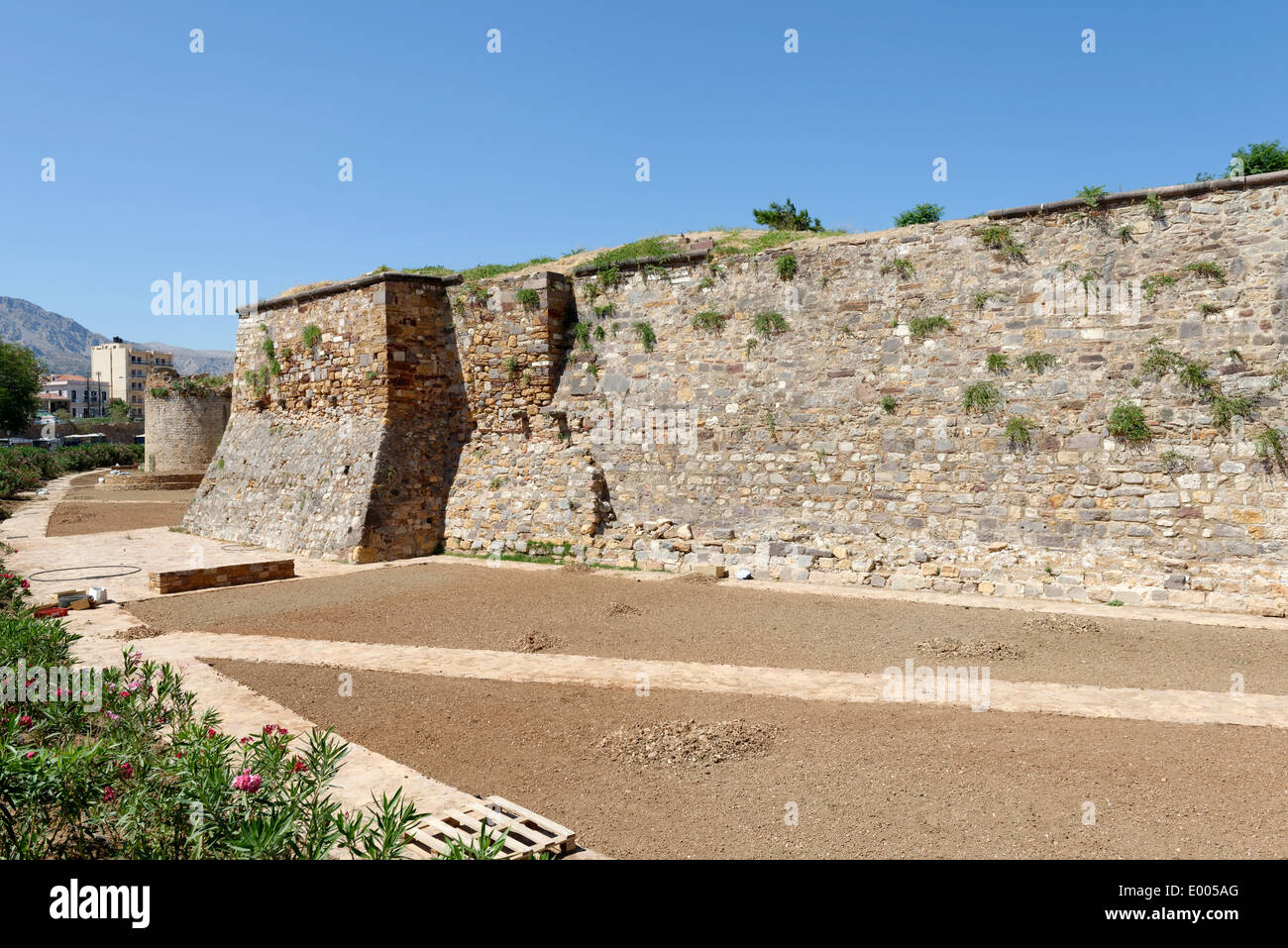 South western fortifications dry moat castle fortress or Kastro Chios ...