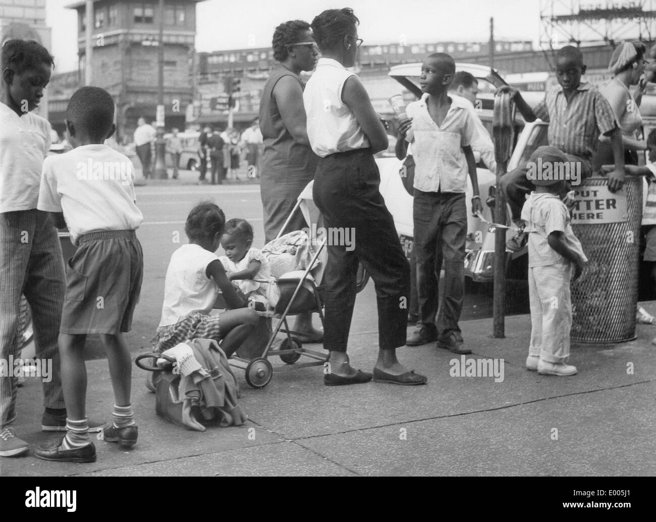 Queue scene Black and White Stock Photos & Images - Alamy