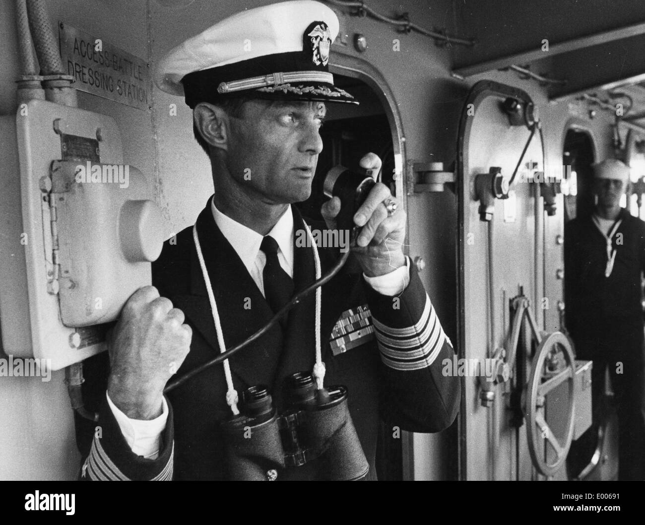 Captain Charles H. Smith on the bridge, 1958 Stock Photo - Alamy