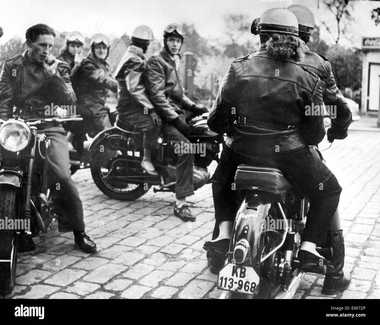 Teenagers on motorcycles Stock Photo - Alamy