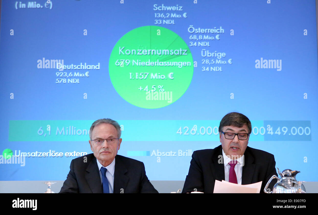 Fielmann AG chairman of the managing board Guenther Fielmann (L) and ...