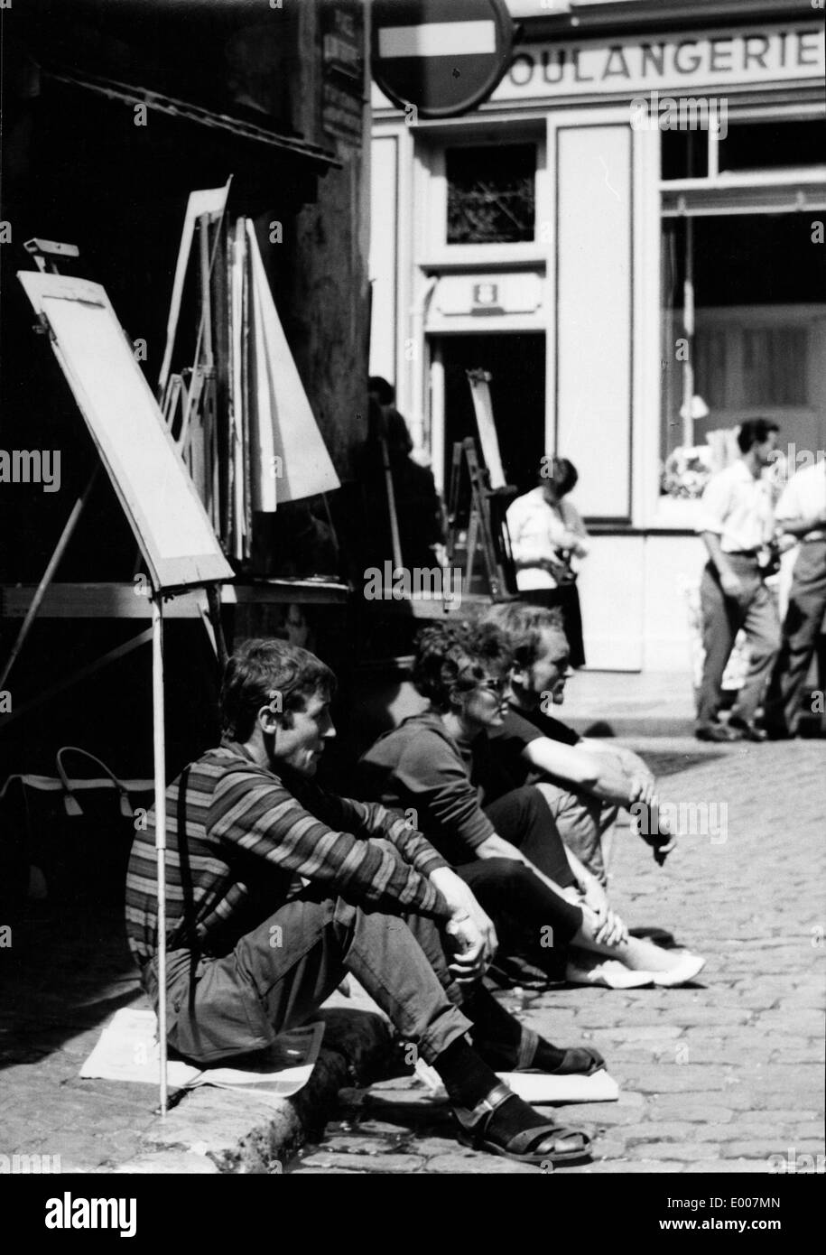 The artists of Montmartre in Paris, 1959 Stock Photo - Alamy