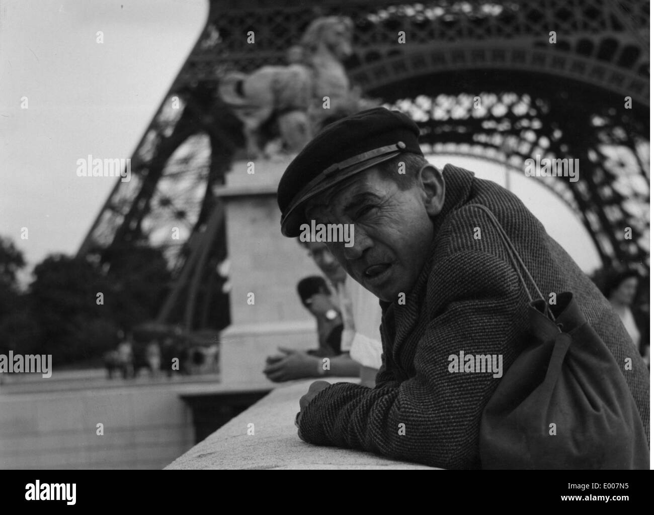 A man on a bridge in Paris, 1959 Stock Photo - Alamy