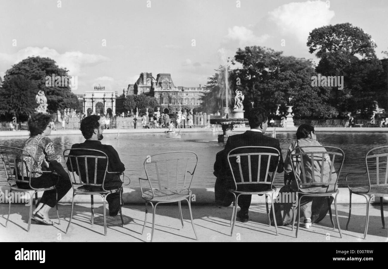 In the Tuileries Gardens in Paris, 1959 Stock Photo - Alamy