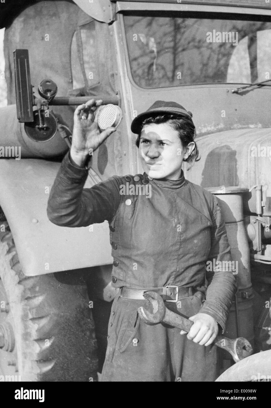 Reportage about a female tractor driver, 1939 Stock Photo - Alamy