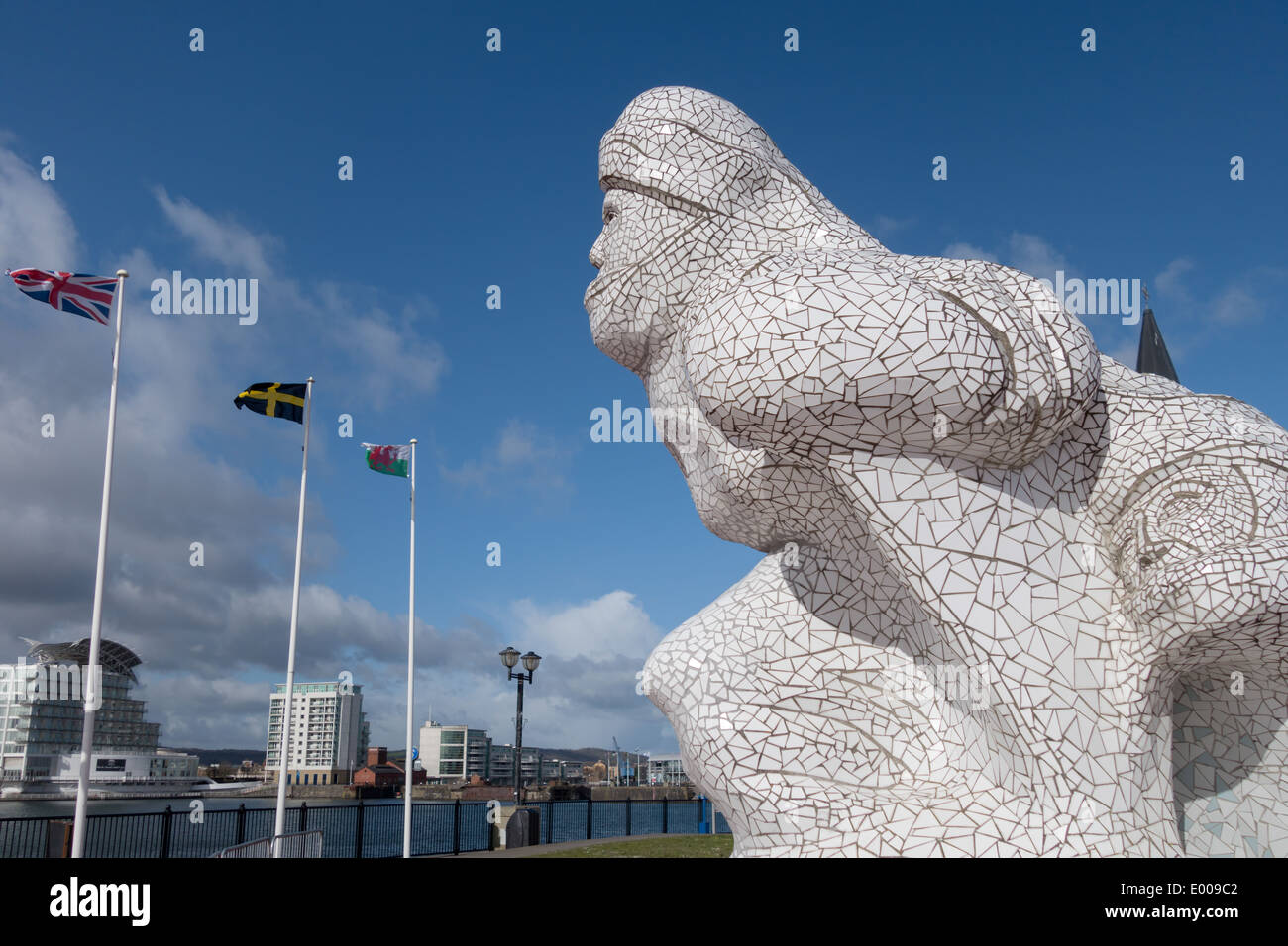 CARDIFF UK MARCH 2014 - View of the Scott Antarctic Memorial Cardiff ...