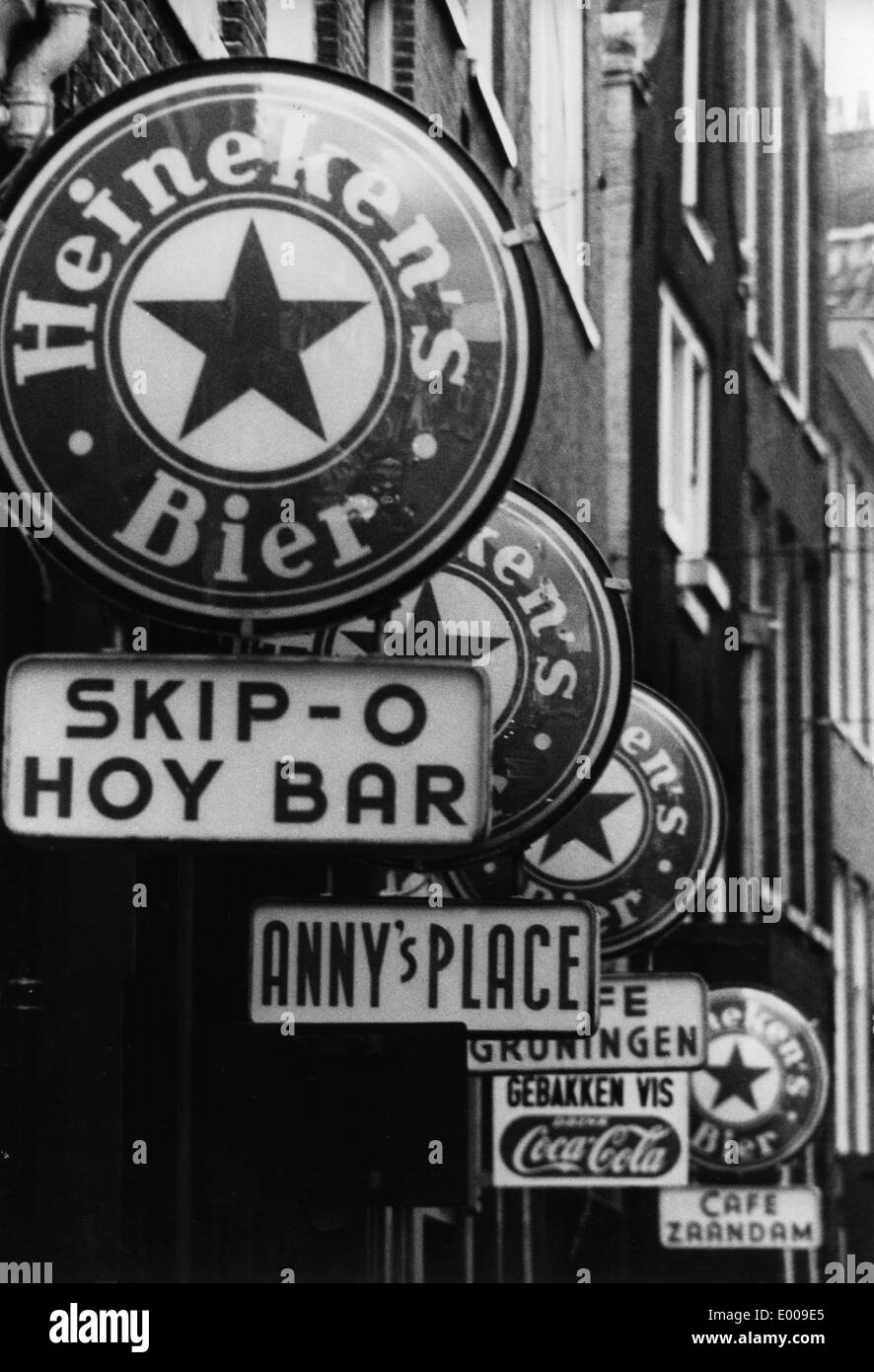 Pub signs in Amsterdam, 1961 Stock Photo - Alamy