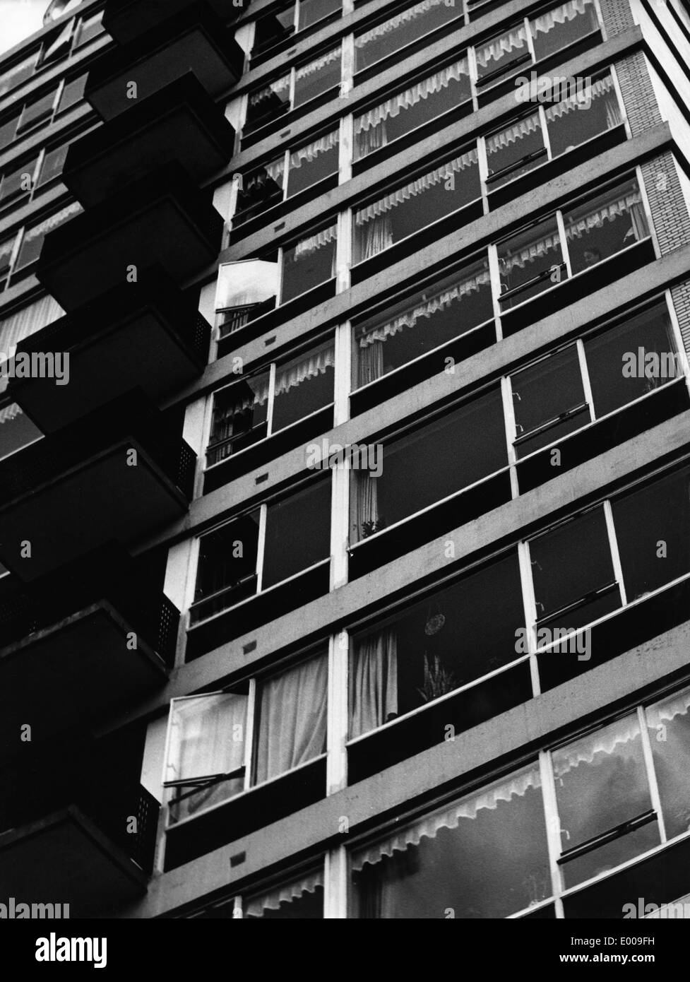 View building facade balconies Black and White Stock Photos & Images ...