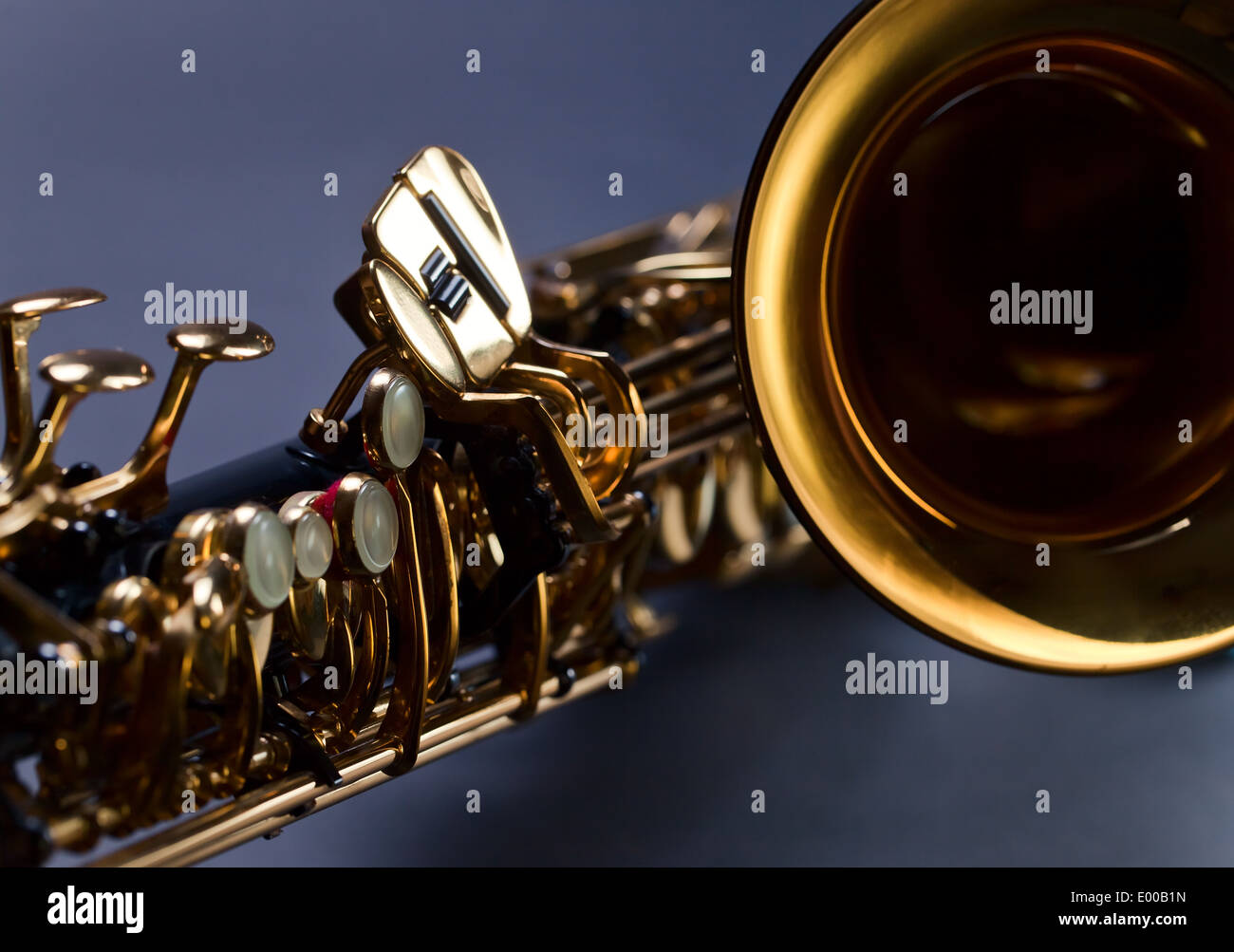 closeup of black saxophone , focus on foreground Stock Photo - Alamy