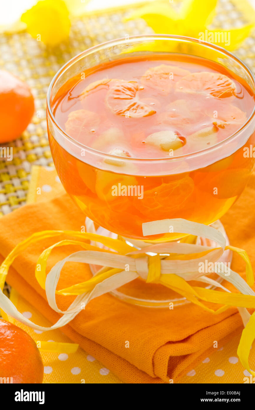 Delicious fruit jelly with orange in glass Stock Photo - Alamy