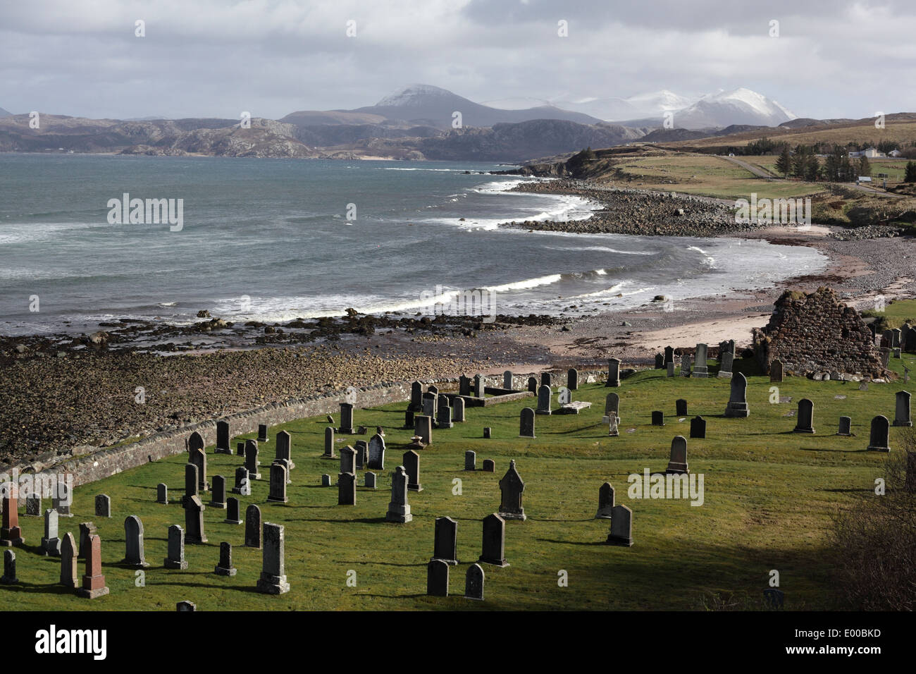 Cemetery near the beach at Laide near Poolewe, Scotland, March 2014 ...