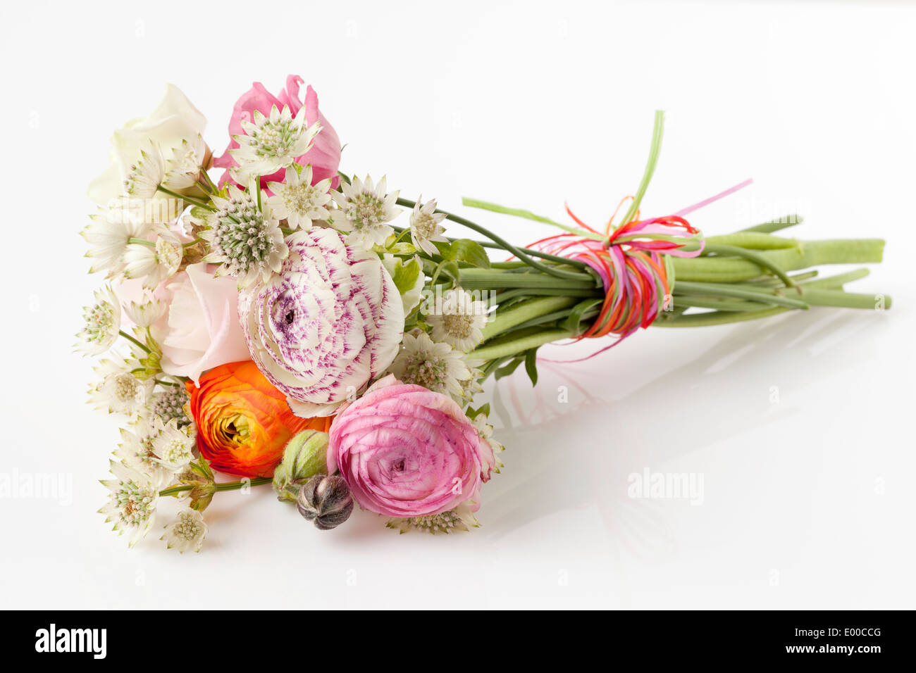 Beautiful bouquet of Spring flowers on a white background Stock Photo ...