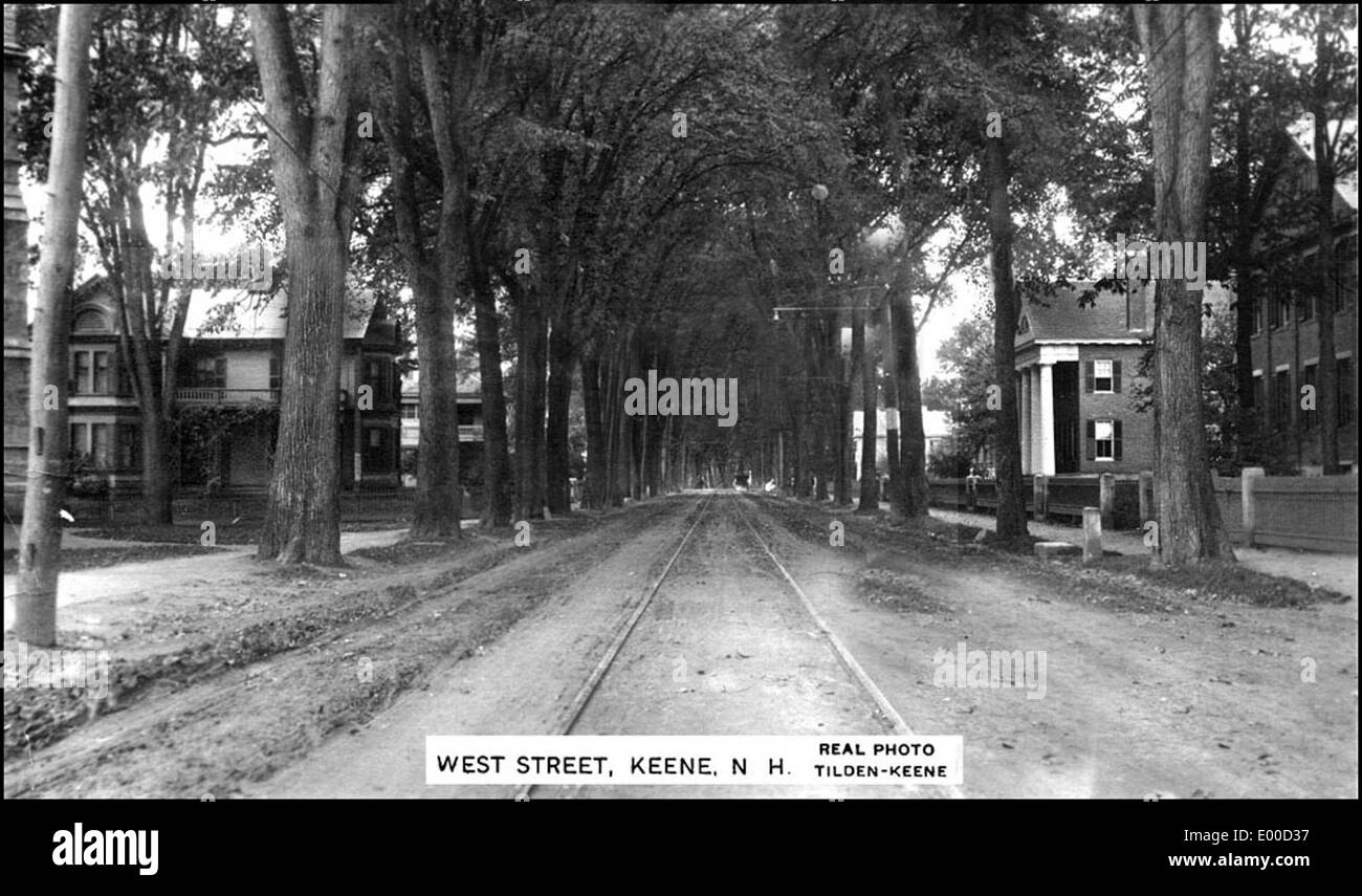 This historical image of West Street in Keene, New Hampshire, shows the ...