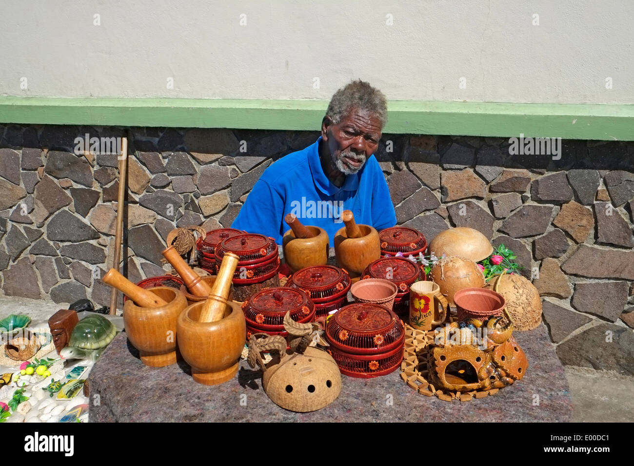 Man sells Handmade baskets Roseau Dominica Nation Caribbean Sea ...