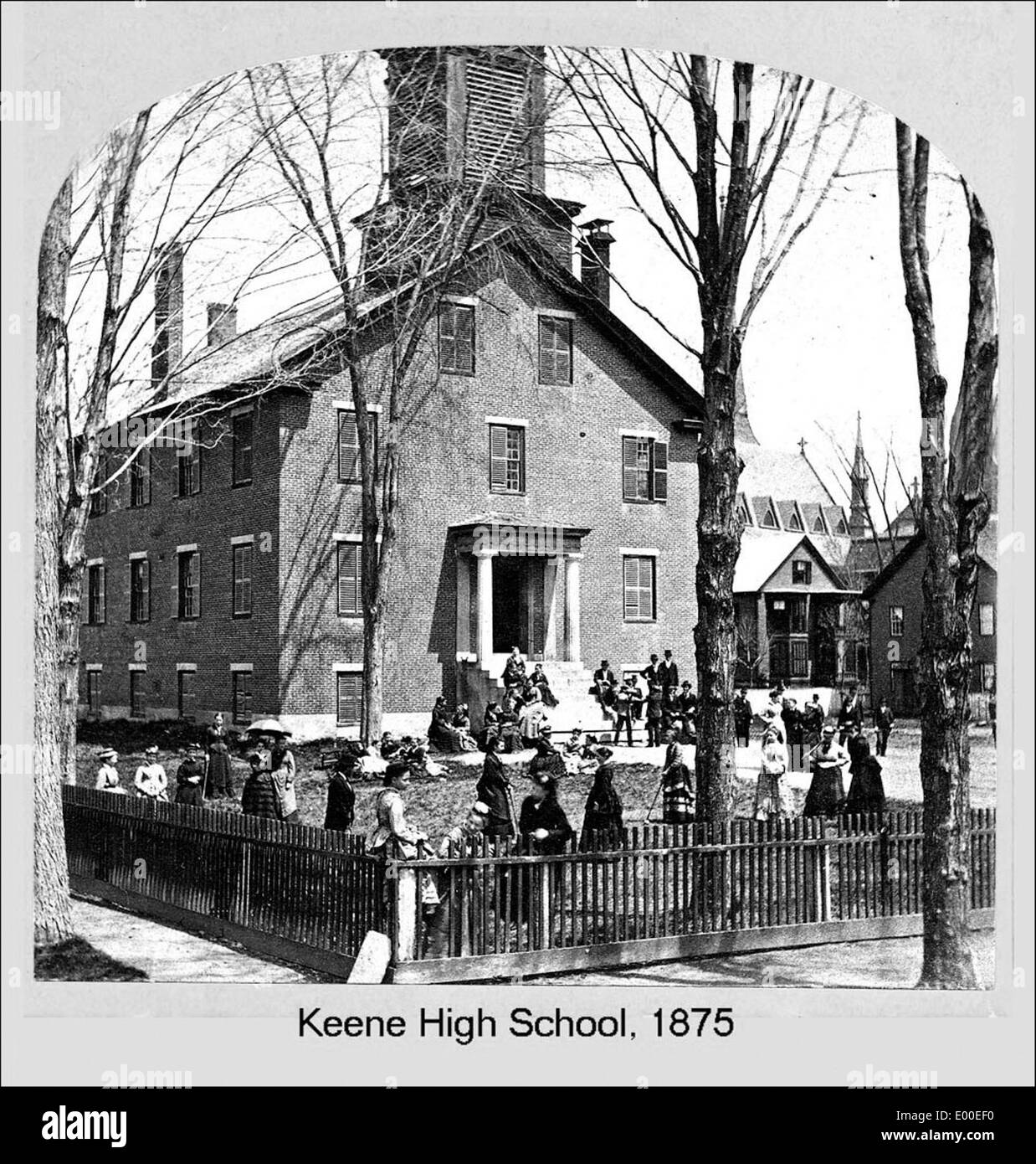 The image shows Keene High School, originally known as Keene Academy ...