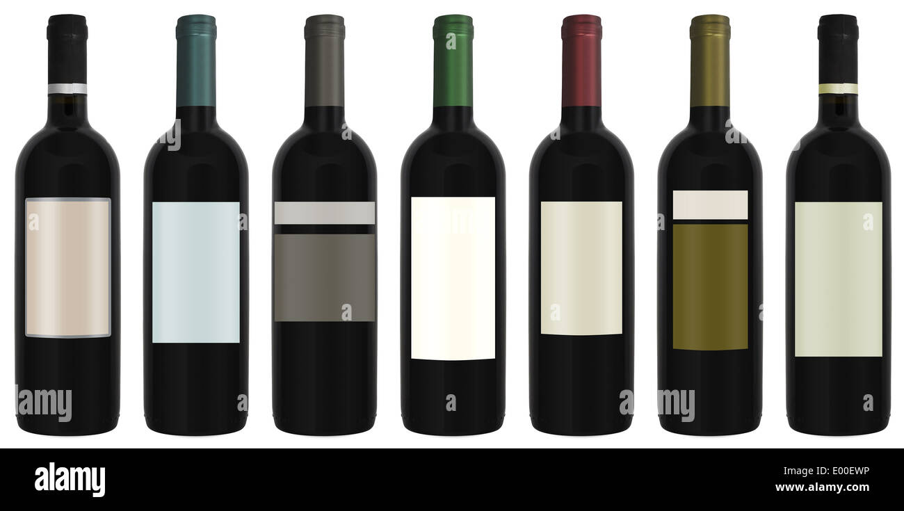 Unlabeled Wine Bottles Isolated on white background Stock Photo - Alamy