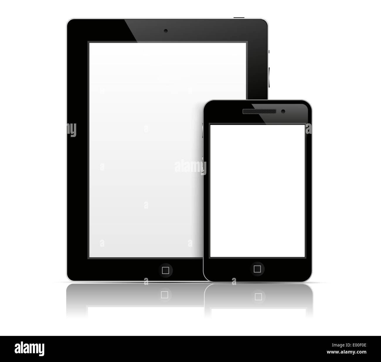 Tablet pc with mobile phone in black body Stock Photo - Alamy