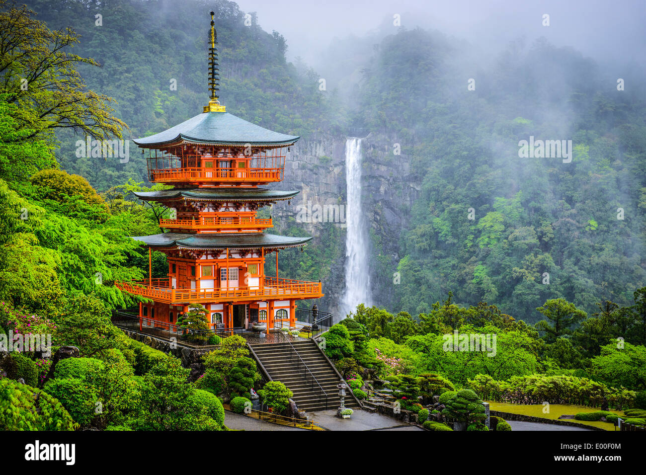 Nachi, Japan at Nachi Taisha Shrine Pagoda and waterfall Stock Photo ...