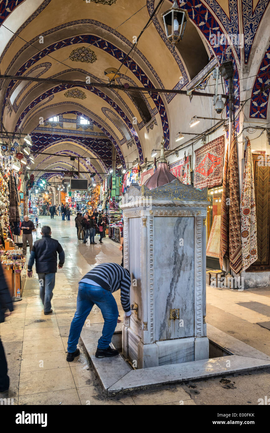 A marble fountain in the Grand Bazaar, Sultanahmet, Istanbul, Turkey ...