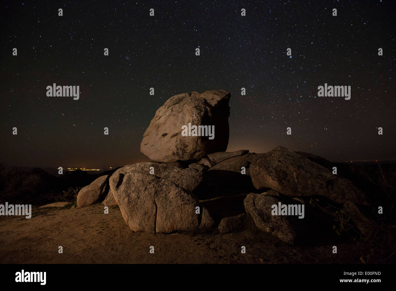 A boulder outcropping overlooking Anza Borrego Desert State Park and ...