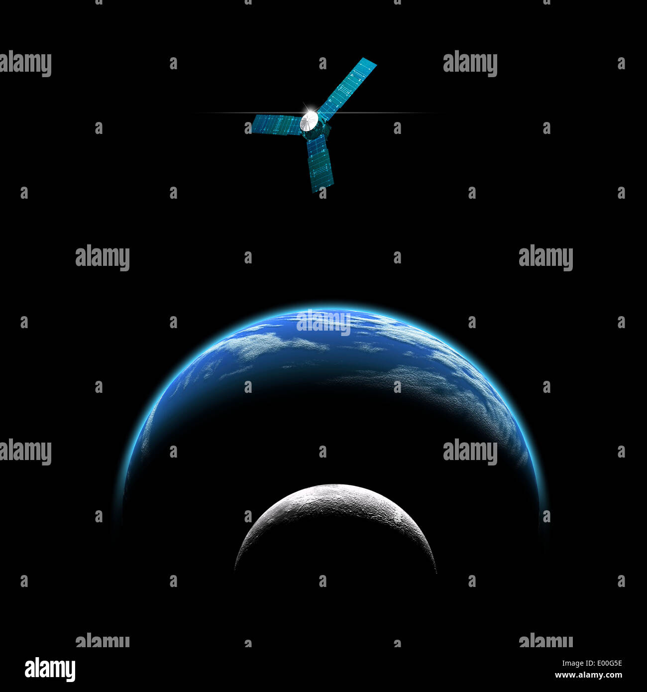 An artist's depiction of a satellite in orbit around an Earth-like ...